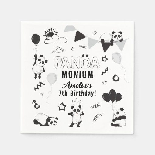 Fun Unisex Panda-Monium Kids Birthday Party Napkins | Zazzle