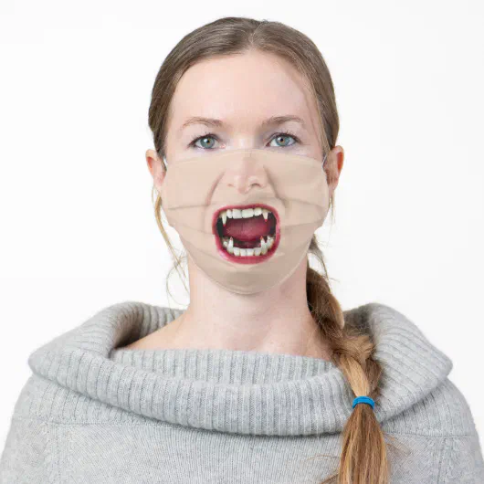 Fun Vampire Fangs Adult Cloth Face Mask | Zazzle
