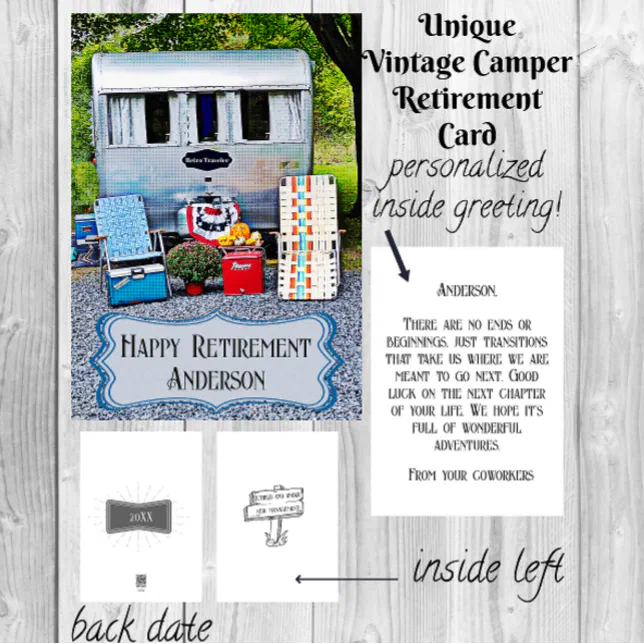 Fun Vintage Camper Trailer Happy Retirement Card | Zazzle