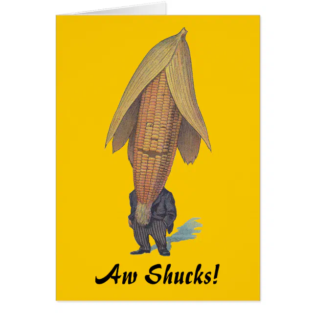 FUN VINTAGE IMAGERY ANTHROPOMORPHIC CORN MAN CARD | Zazzle