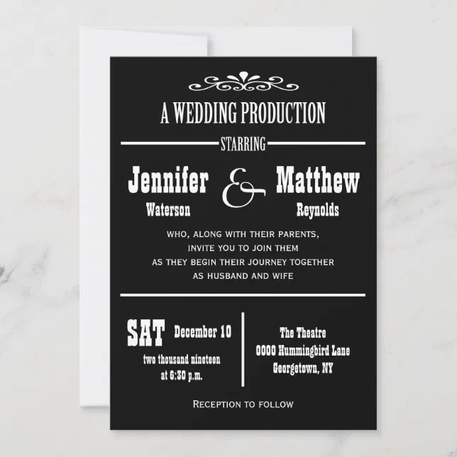 Fun Vintage Theatre Wedding Invitations | Zazzle