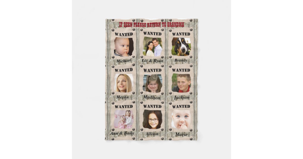 Fun Wanted Poster, Custom Photo Fleece Blanket | Zazzle