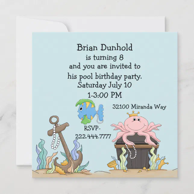 Fun Water Theme Birthday Party Invitation | Zazzle