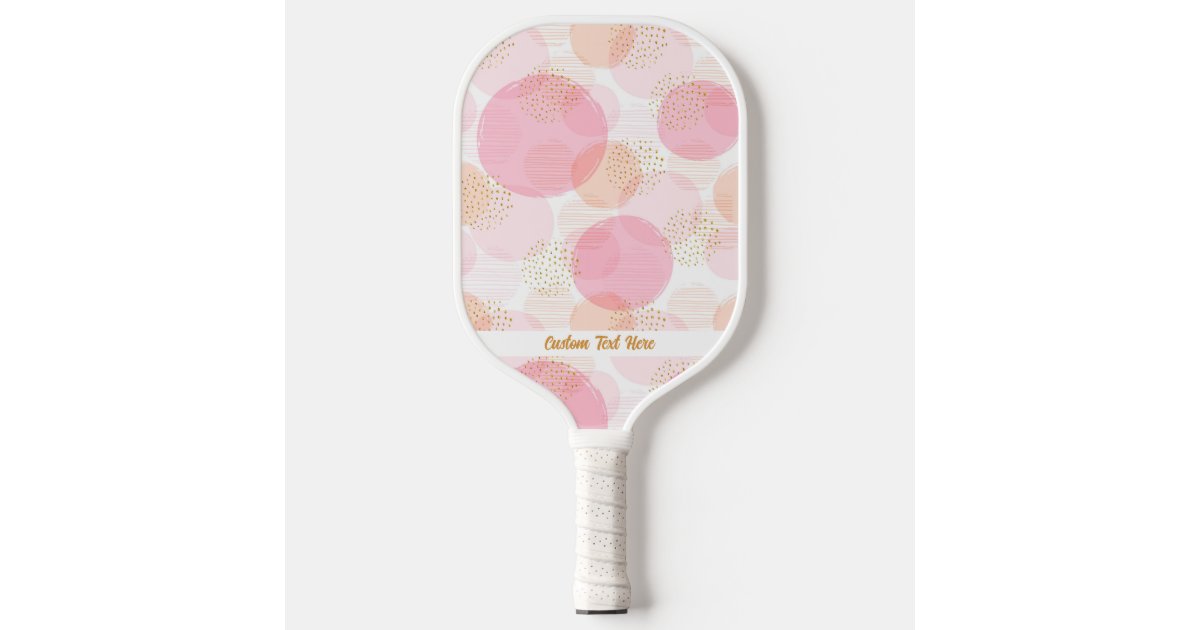 Fun Watercolor Circles Pink Gold Custom Text Pickleball Paddle | Zazzle