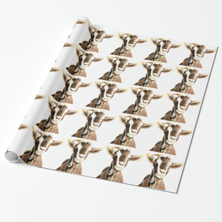 Fun Watercolor Old Goat Humor Animal Art Wrapping Paper | Zazzle