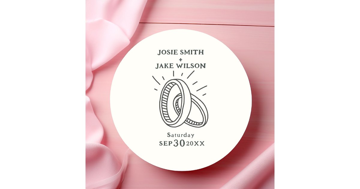 Fun wedding rings wedding classic round sticker | Zazzle