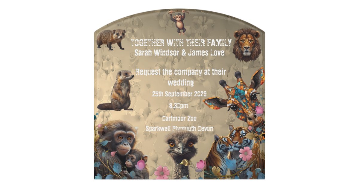 Fun Wedding Zoo Door Sign | Zazzle
