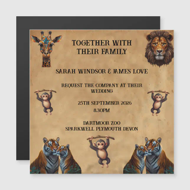 Fun Wedding Zoo Magnetic Invitation | Zazzle