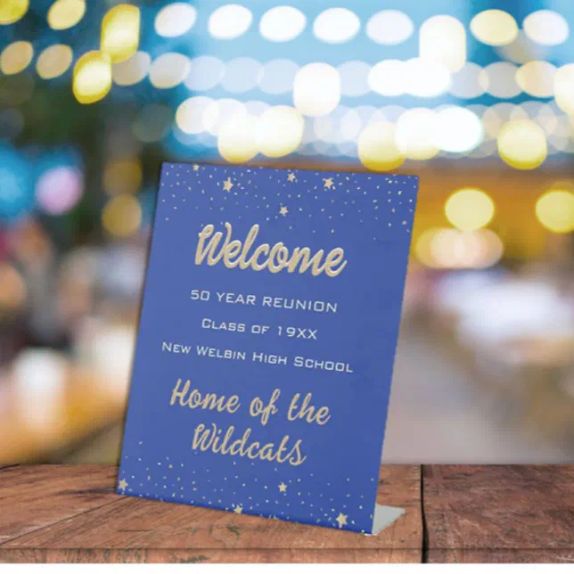 Fun Welcome! Confetti Class Reunion Pedestal Sign | Zazzle