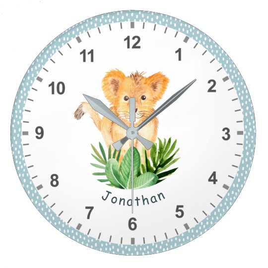 Fun Wild Animal Lion Jungle Safari Kids Room Decor Large Clock | Zazzle.com