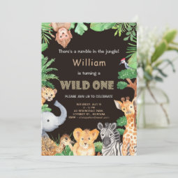 Fun Wild One Jungle Boy First Birthday Invitation | Zazzle