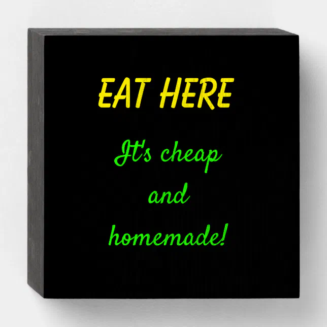 Fun Yellow and Green Neon Diner Style Eat Here Wooden Box Sign | Zazzle
