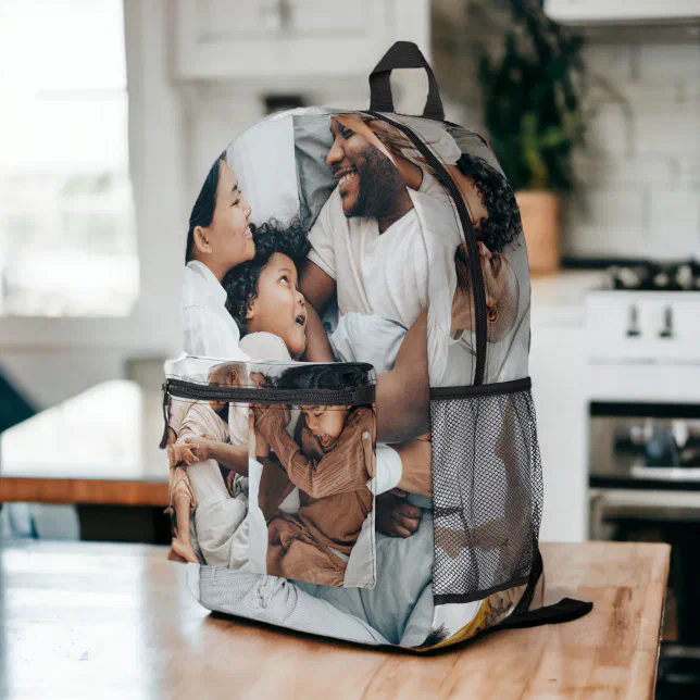 Fun your photo collage template 7 photos printed backpack | Zazzle