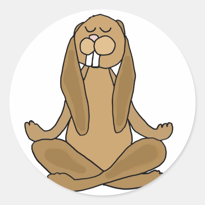 Fun Zen Bunny Rabbit in Yoga Pose Classic Round Sticker | Zazzle.com
