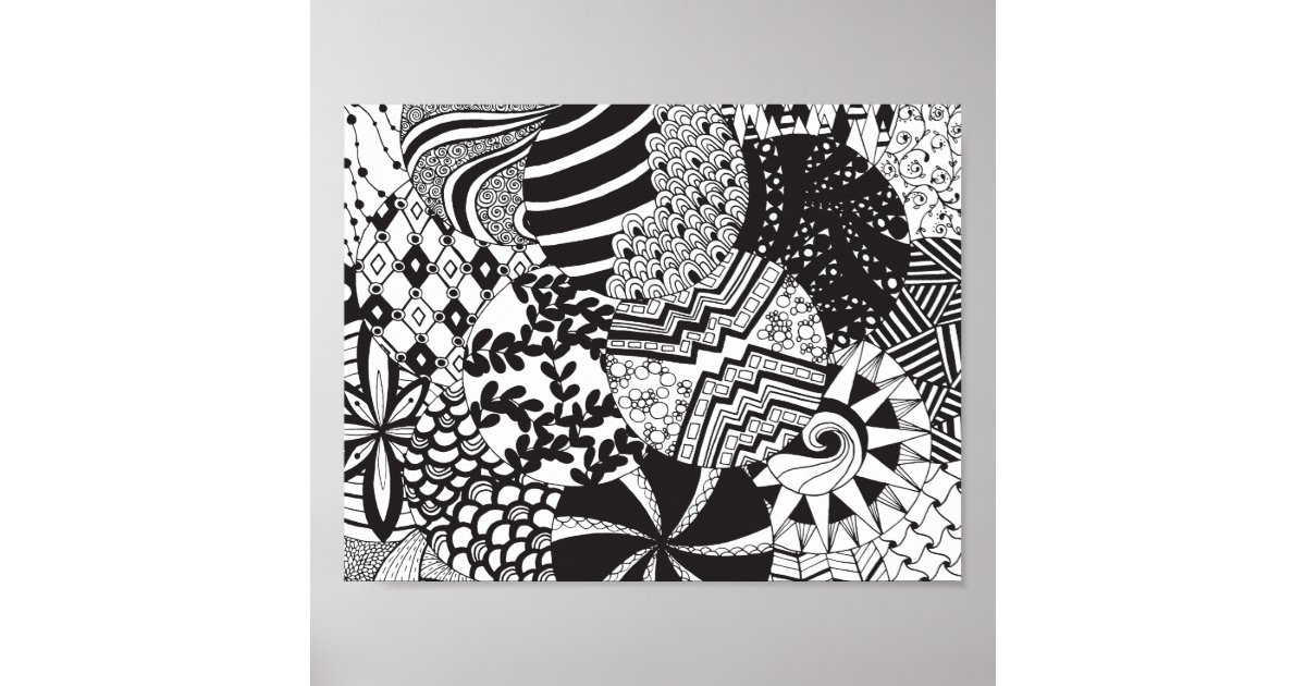 Fun Zendoodle Circle Patterns Poster | Zazzle