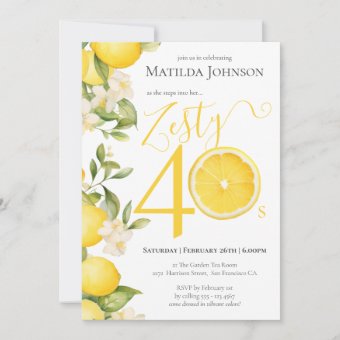 Fun Zesty Lemon 40th Birthday Party Invitation | Zazzle