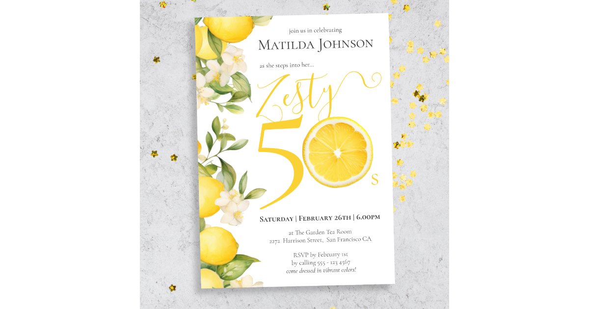 Fun Zesty Lemon 50th Birthday Party Invitation | Zazzle