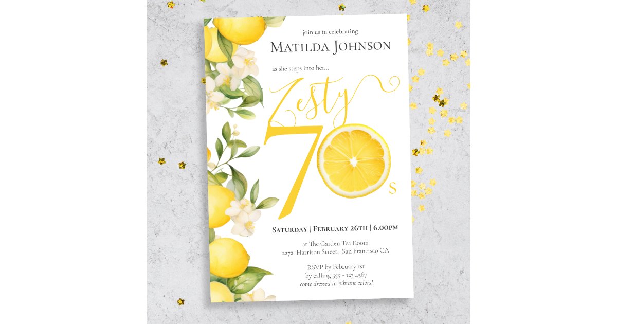 Fun Zesty Lemon 70th Birthday Party Invitation | Zazzle