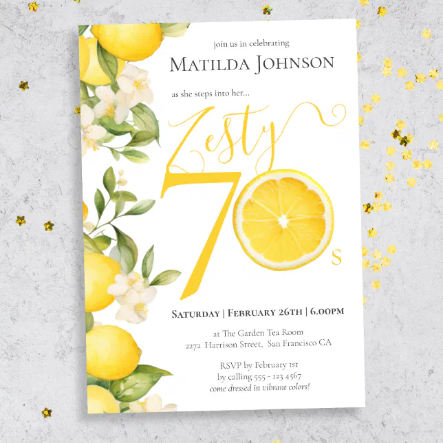 Fun Zesty Lemon 70th Birthday Party Invitation | Zazzle
