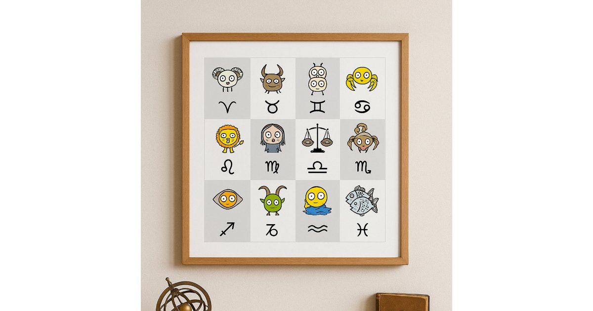 Fun Zodiac Astrological Characters Poster | Zazzle