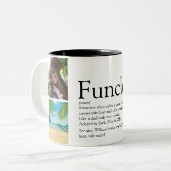 Funcle, Uncle Definition 4 Photo Collage Two-Tone Coffee Mug | Zazzle