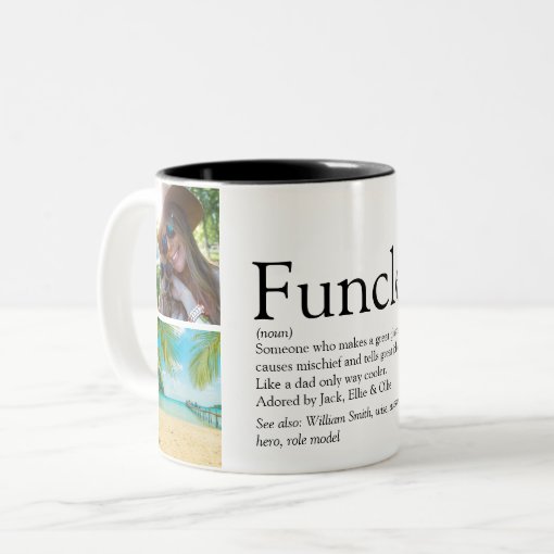 Funcle, Uncle Definition 4 Photo Collage Two-Tone Coffee Mug | Zazzle