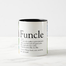 Funcle, Uncle Definition 4 Photo Collage Two-Tone Coffee Mug | Zazzle
