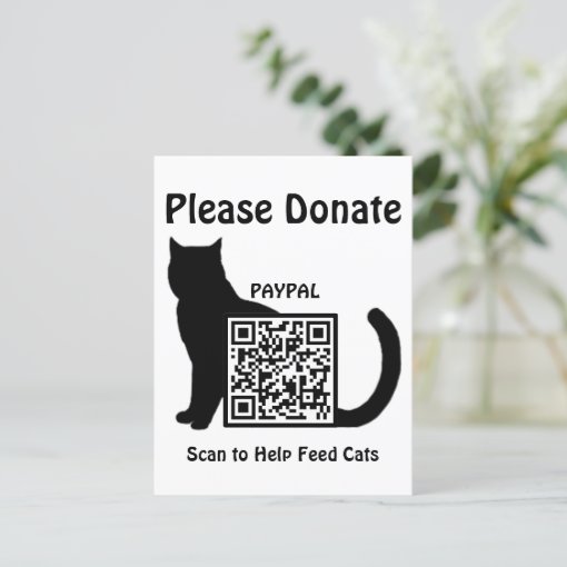 Fundraiser Animal Shelter QR Code Donations Postcard | Zazzle