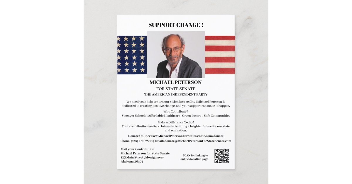 Fundraising Donation USA Political Campaign Postcard | Zazzle