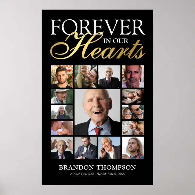 Funeral 15 Photo Memorial Poster | Zazzle