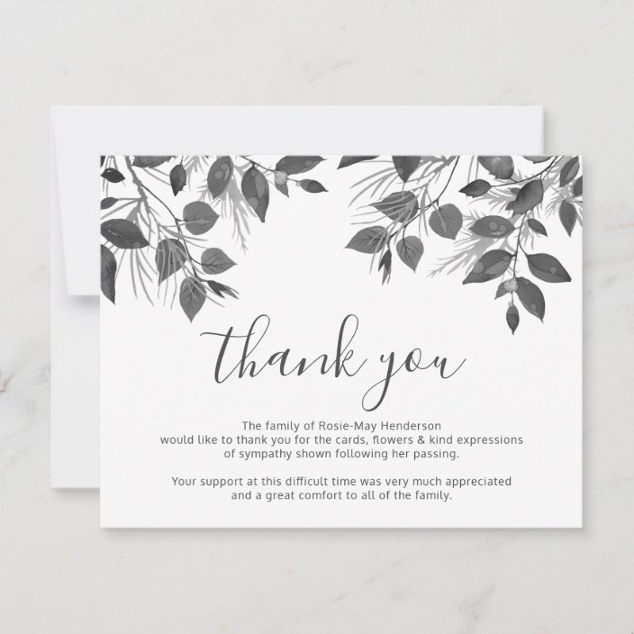 Funeral Bereavement Thank You Card | Zazzle.com