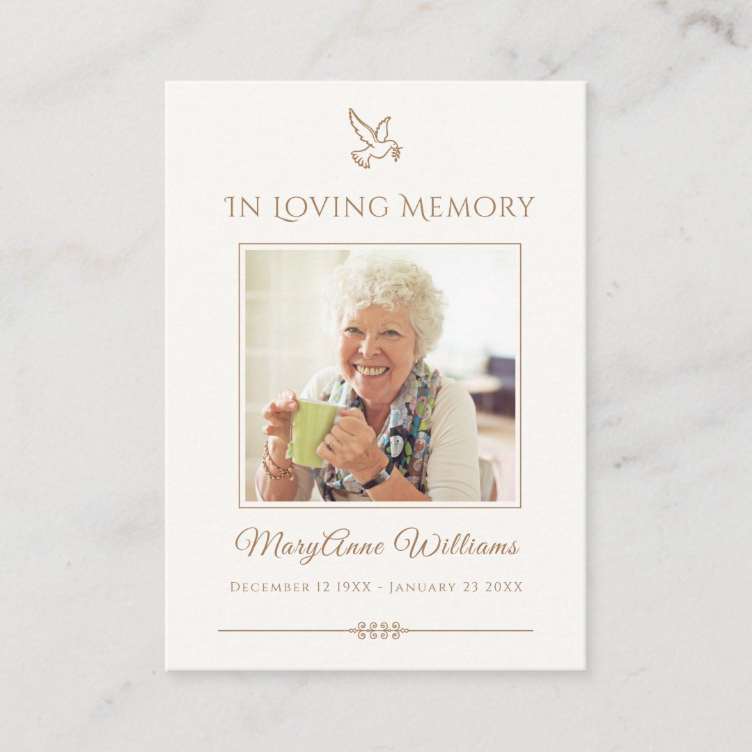 Funeral Bird Sympathy Wake Memorial Card | Zazzle