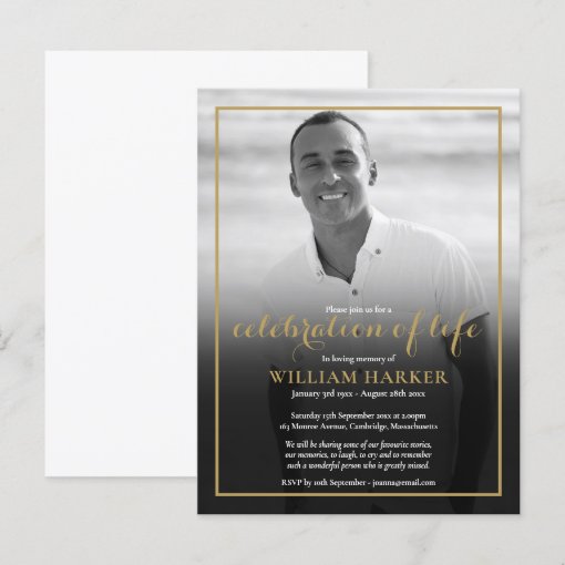 Funeral Black and White Photo Invitation | Zazzle