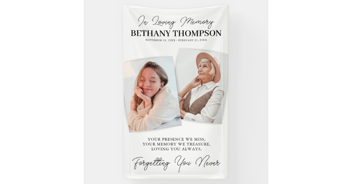 Funeral Celebration of Life 2 Photo Memorial Banner | Zazzle