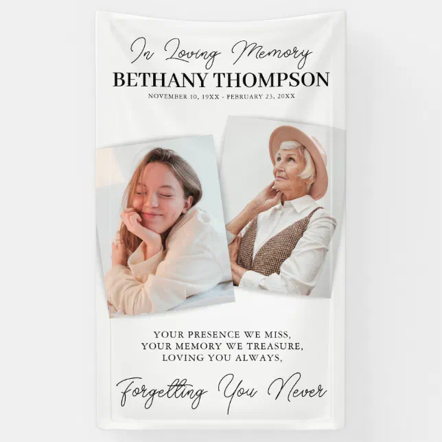 Funeral Celebration of Life 2 Photo Memorial Banner | Zazzle
