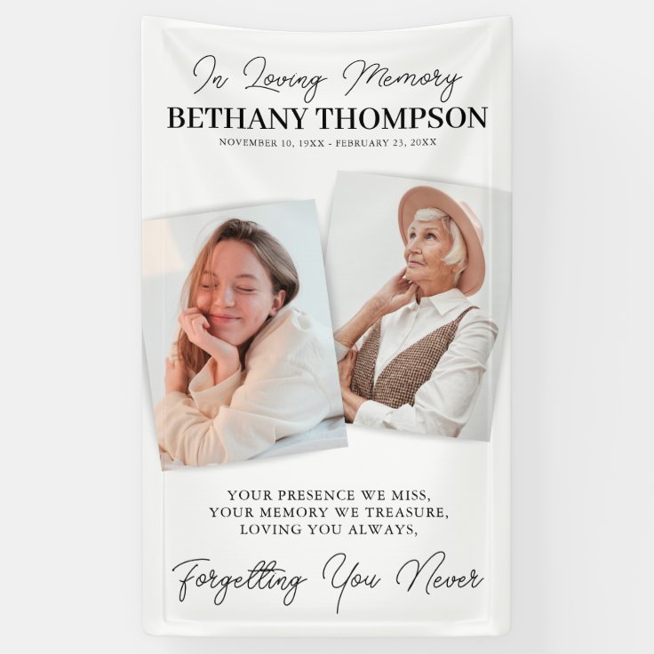 Funeral Celebration of Life 2 Photo Memorial Banner | Zazzle