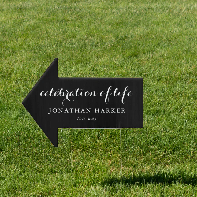 Funeral Celebration Of Life This Way Arrow Sign | Zazzle