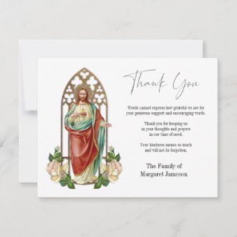 Funeral Condolence Sympathy Jesus Religious Thank You Card | Zazzle
