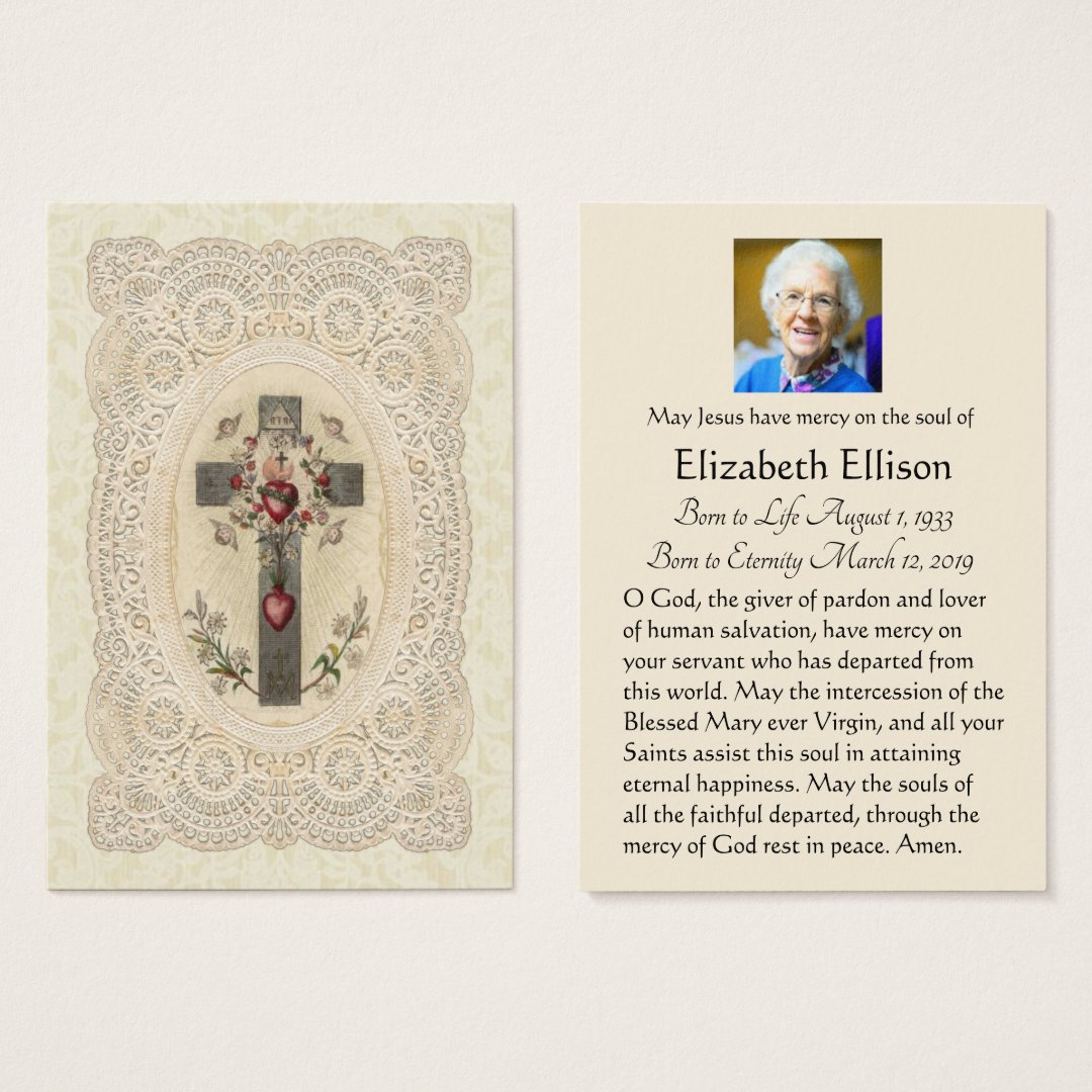 Funeral Cross Religious Memorial Holy Card - | Zazzle