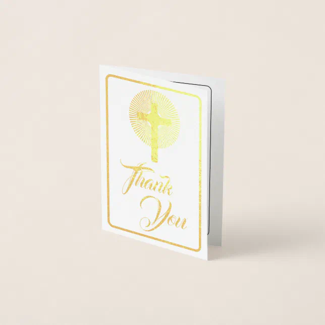 Funeral Cross Thank You Message For Condolences Foil Card | Zazzle