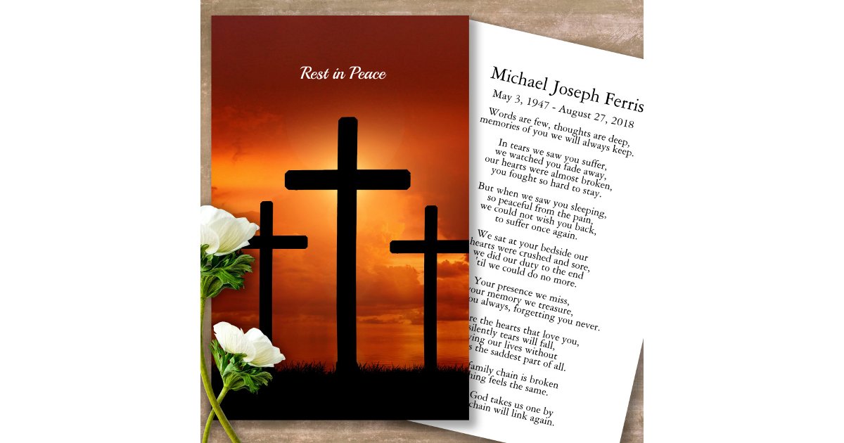 Funeral Crosses Bereavement Prayer Sympathy Cards | Zazzle