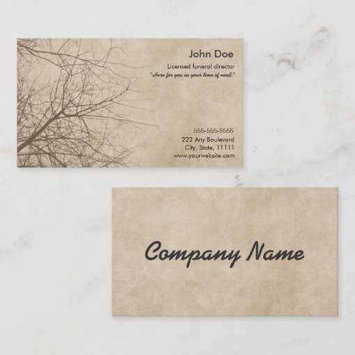 Funeral Director Business Card | Zazzle
