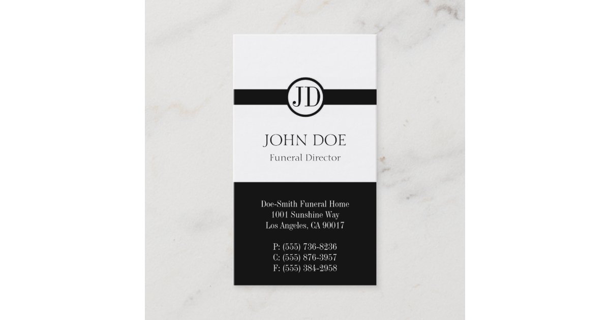 Funeral Director Pendant White Business Card | Zazzle