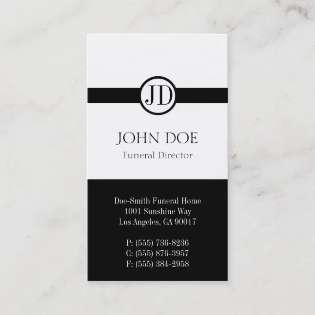 Funeral Director Pendant White Business Card | Zazzle