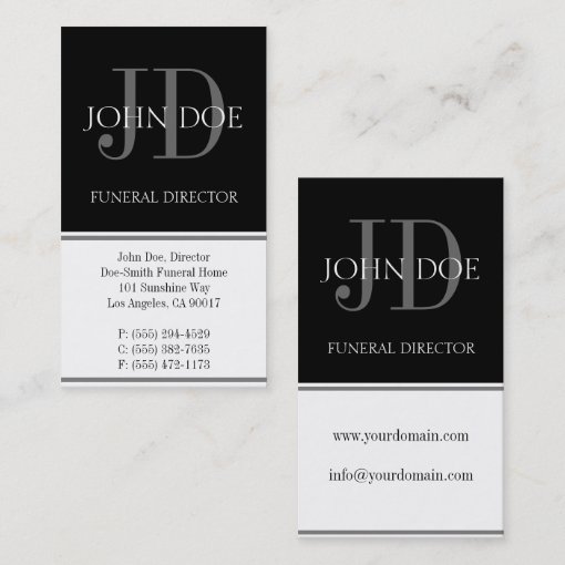 Funeral Director Vertical White Business Card | Zazzle