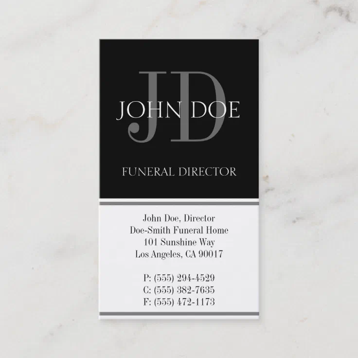 Funeral Director Vertical White Business Card | Zazzle