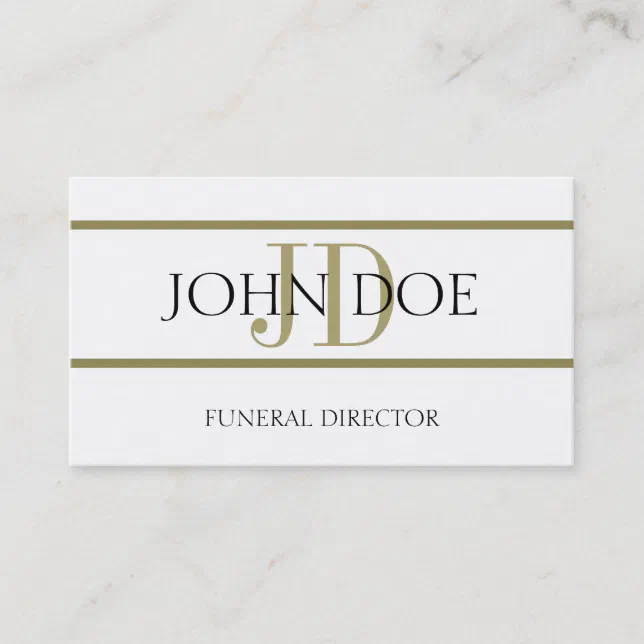 Funeral Director White/Gold Stripe Business Card | Zazzle