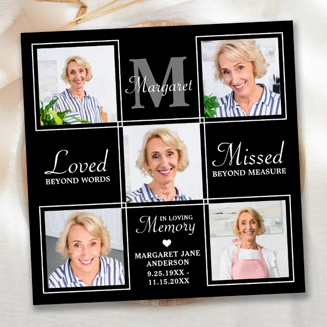 Funeral Elegant Photo Collage Memorial Sympathy Thank You Card | Zazzle