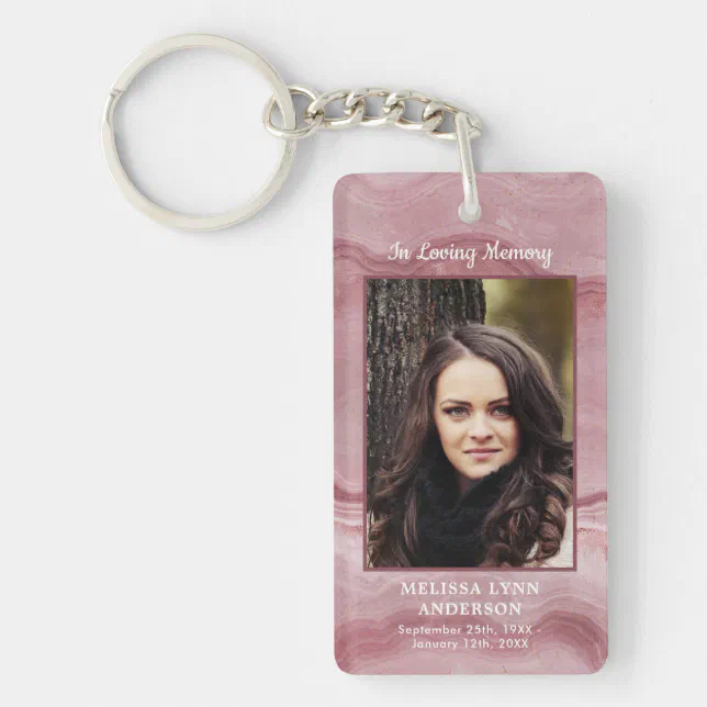 Funeral Favor Rose Quartz Photo Memorial Prayer Keychain | Zazzle
