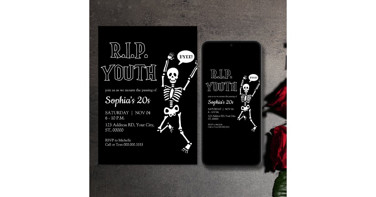 Funeral for my Youth, RIP 20's Invitation | Zazzle